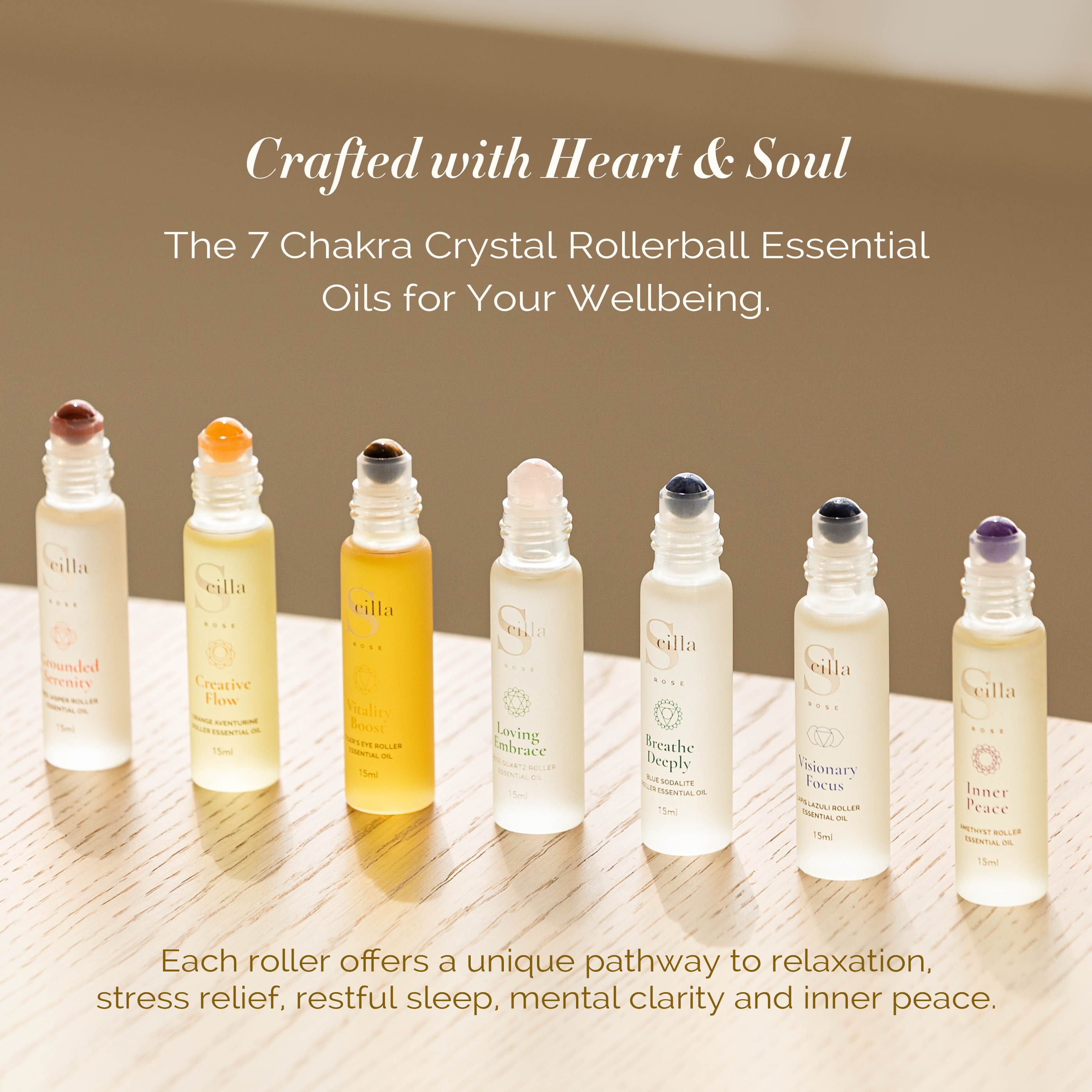 7 Chakra Crystal Rollerball Essential Oil Gift Set – Aromatherapy for ...