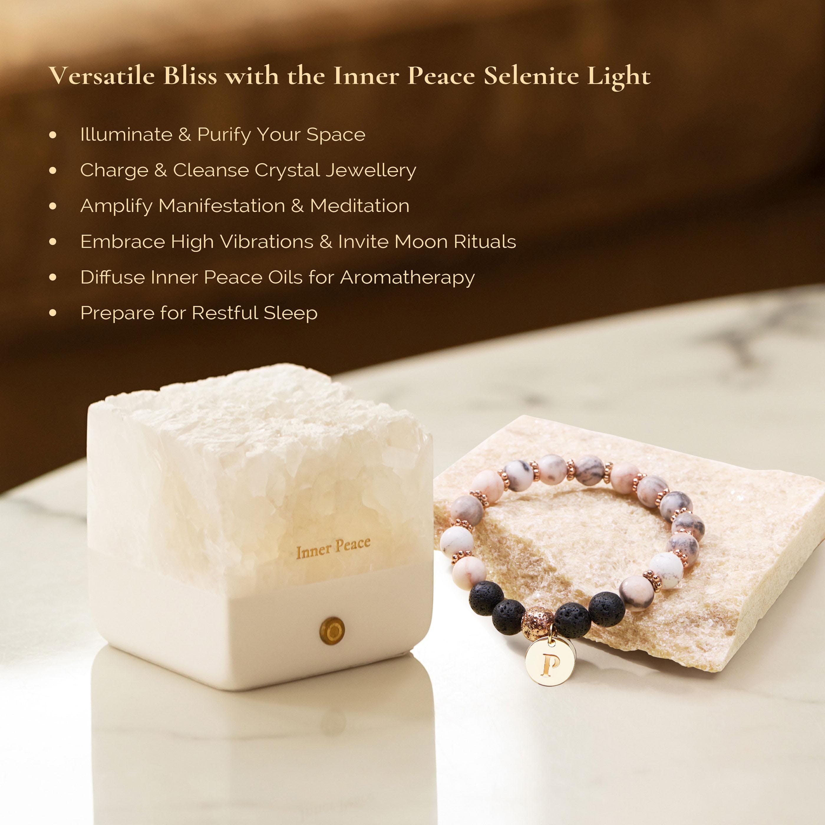 The Selenite Diffuser Light with Inner Peace Essential Oil – Scilla Rose